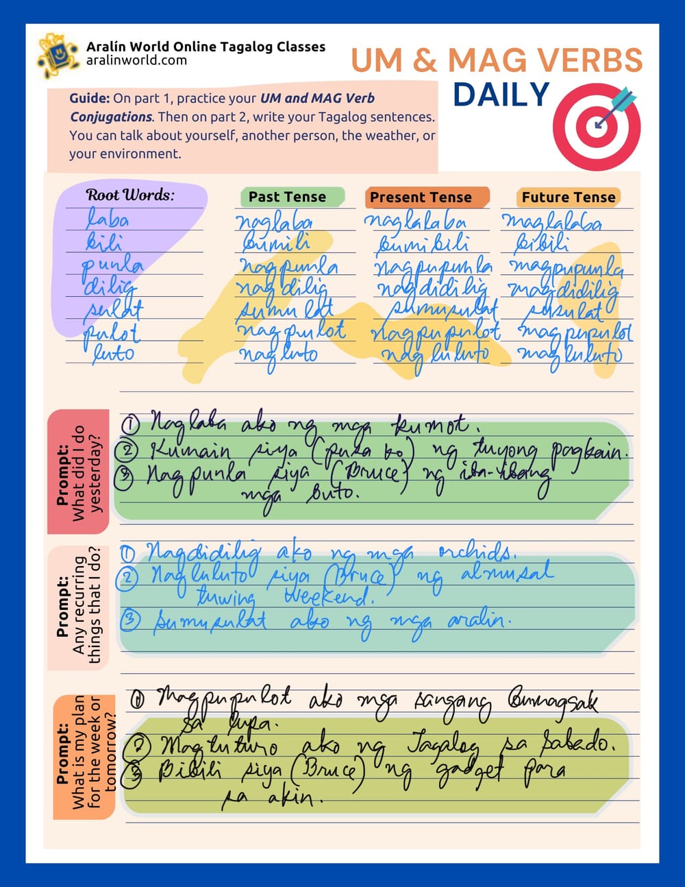 How To Pair Pronouns With MAG And UM Verbs In Tagalog Language